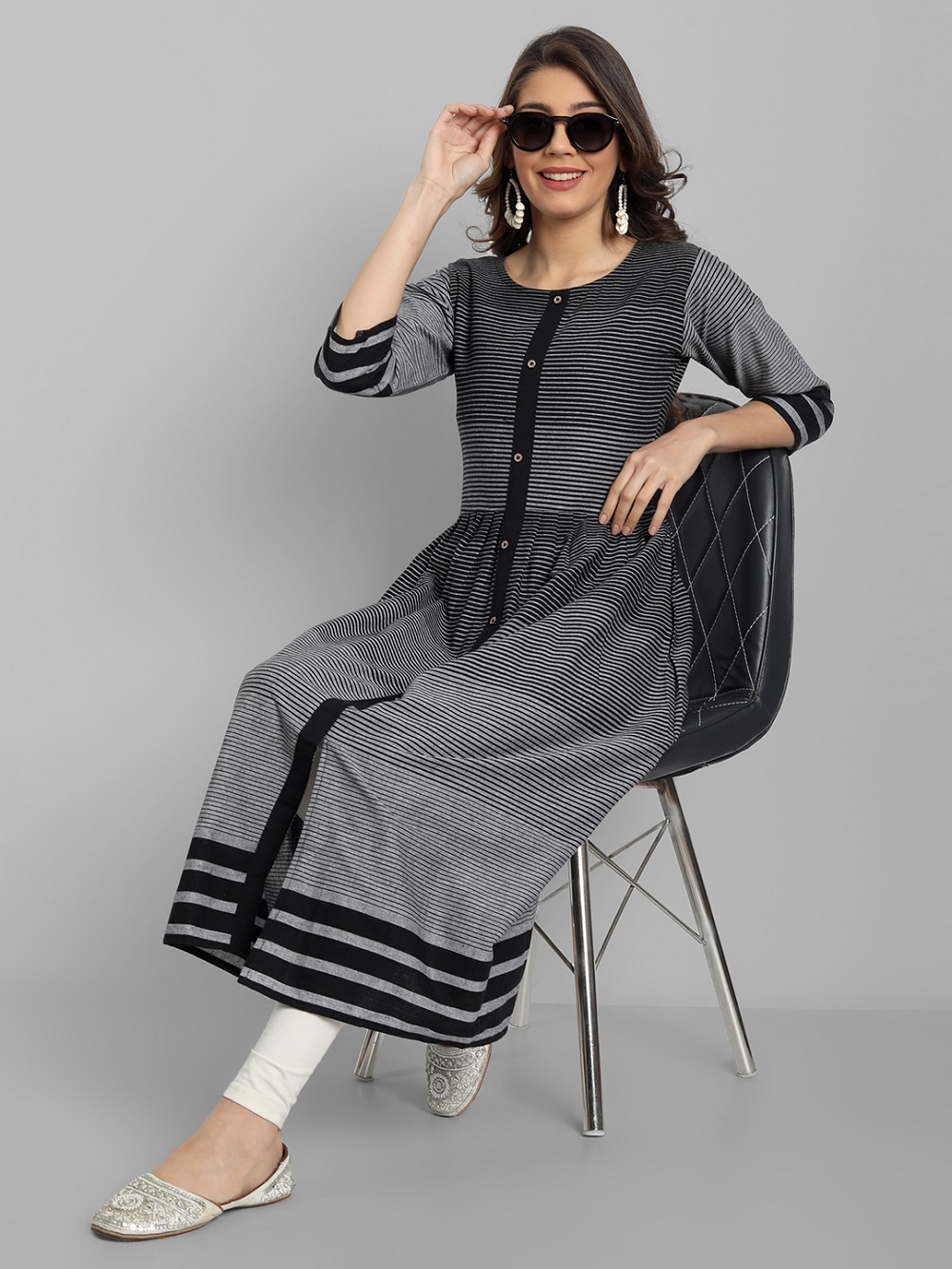 Women's Front Slit Flared Cotton Kurti - Shagun Kurtis