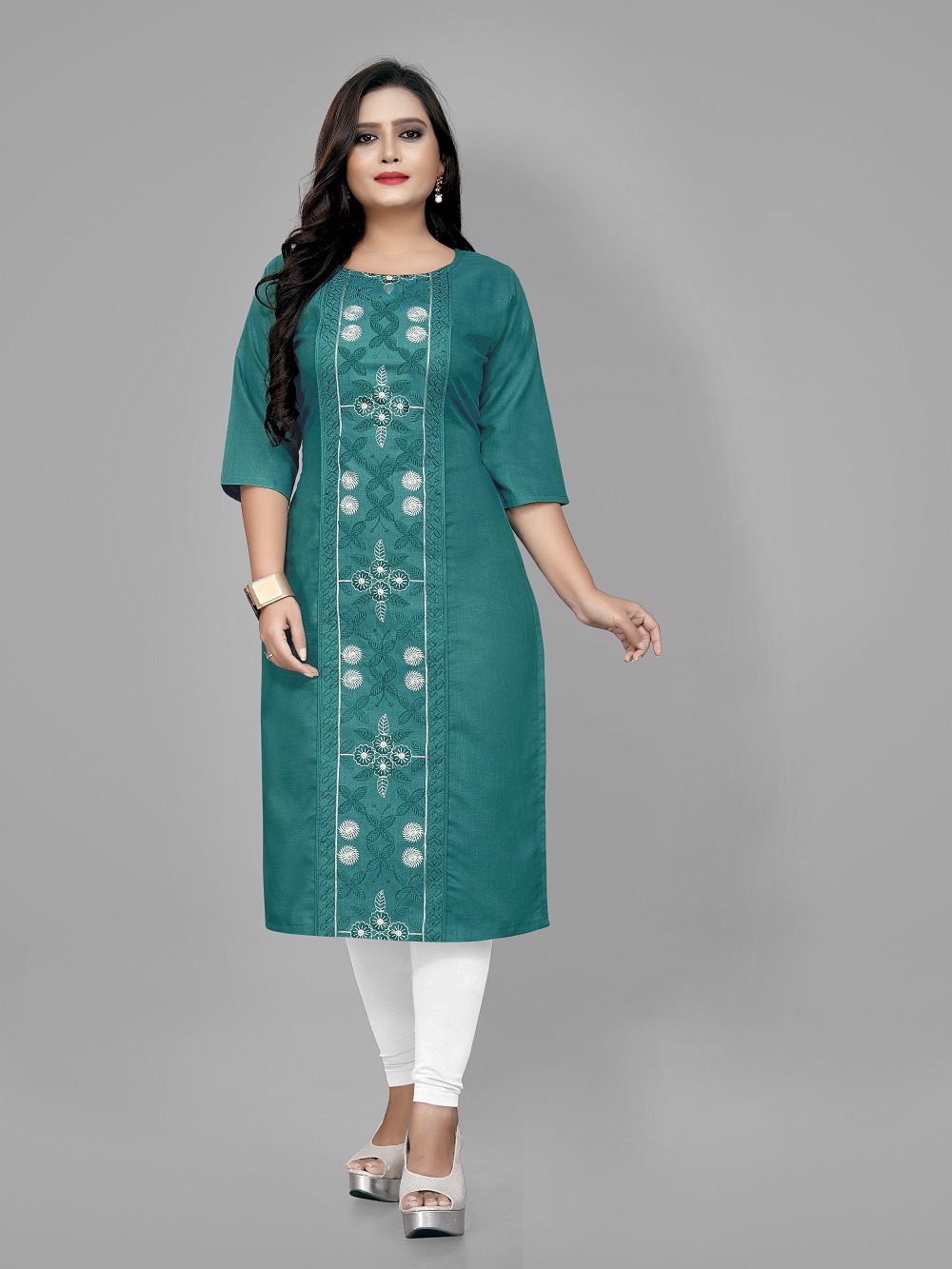 Women's Embroidered Plus Size Kurti - Shagun Kurtis